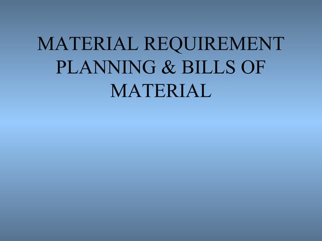 Bill of material | PPTX