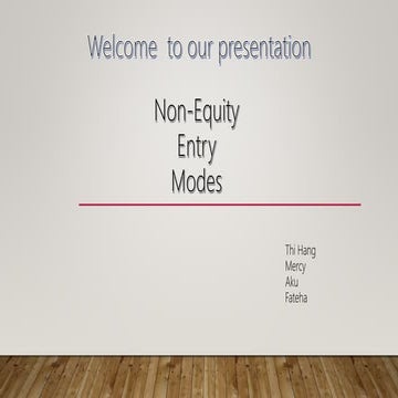 Non-Equity Modes to enter International Market | PPTX