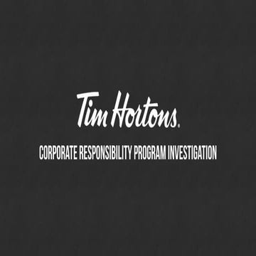 Tim Hortons CSR Presentation | PPT