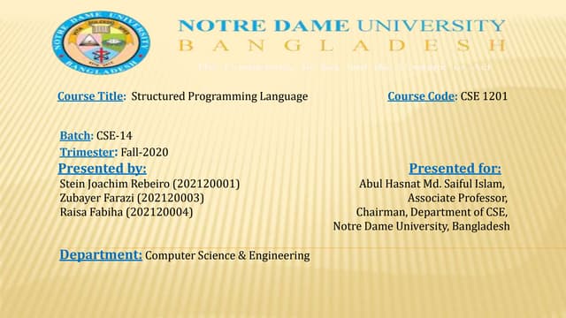 Cse 1201 Structured Programming Language Ppt 9962