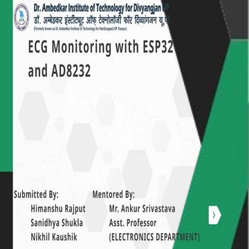 Ecg Monitoring With Esp32 And Ad8232 Iot Pptx