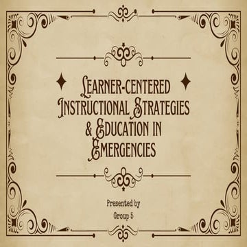 Report on Learner Centered Instructional Strategies | PPT