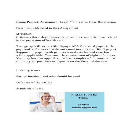 Group Project Assignment Legal Malpractice Case Description | DOCX
