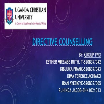 GROUP TWO- NUTRTION GUIDANCE AND COUNSELLING PPT (DIRECTIVE COUNSELLING ...