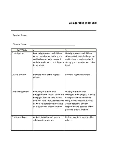 Group work rubric | PDF