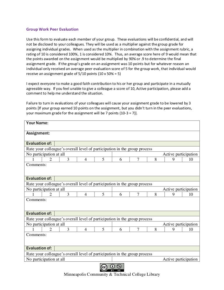 Group Work Peer Evaluation