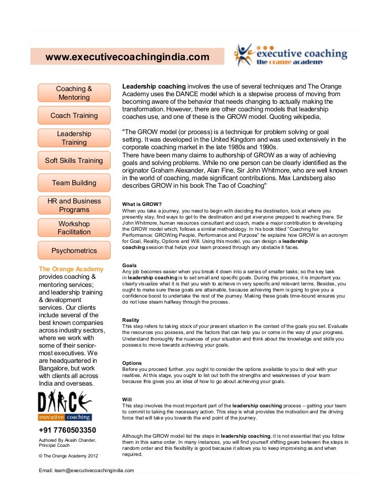 Grow Coaching Model Worksheets