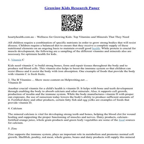 Growing Kids Research Paper | PDF