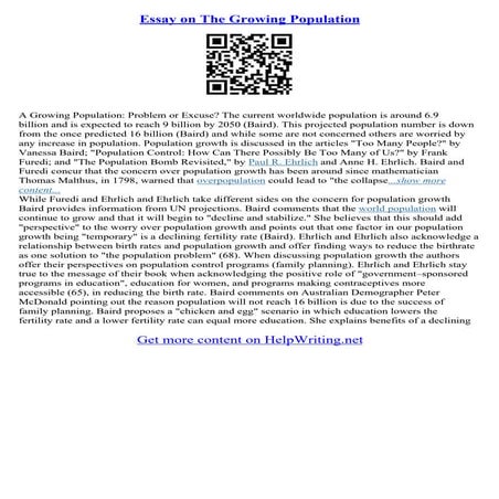 Growing Population Essay | PDF