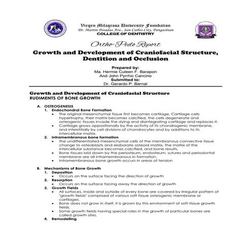 Growth and Development of Craniofacial Structure, Dentition and ...