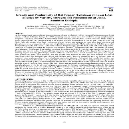 Growth and productivity of hot pepper (capsicum annuum l.)as affected ...
