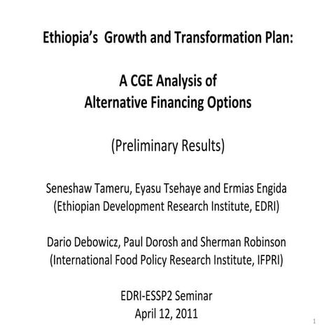 Ethiopia's Growth and Transformation Plan: A CGE Analysis of ...