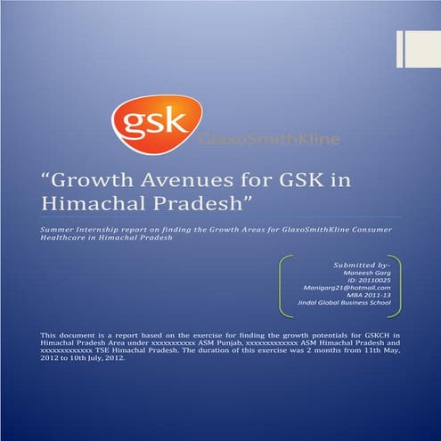 GlaxoSmithKline GSK CH - A report on Business Strategy and Growth ...