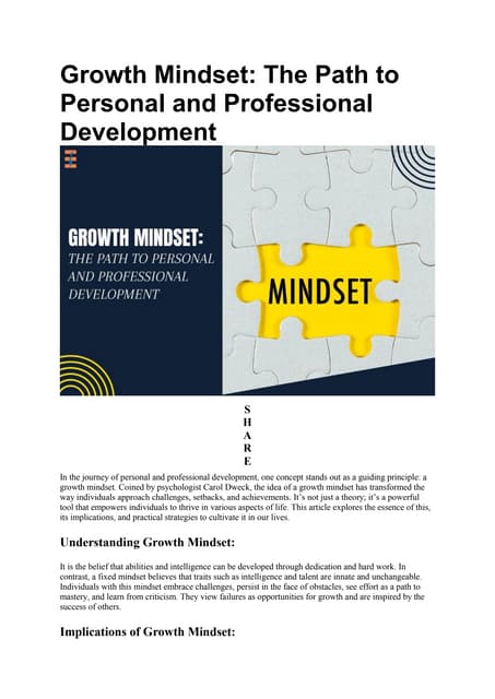 Inspire a Growth Mindset in Your Employees | PDF