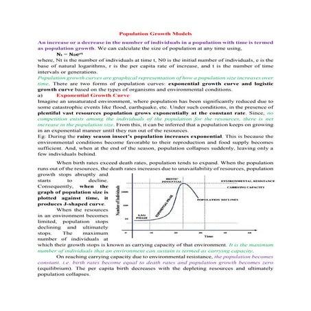 Introduction to Population Growth models | PDF