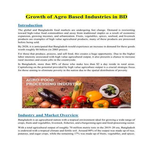 Growth of Agro based industries in Bangladesh | PDF