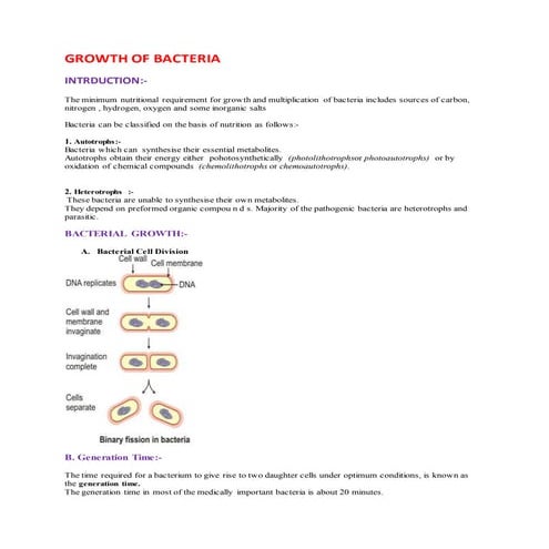 Growth of bacteria | DOCX