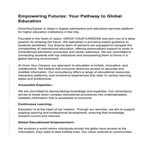 Empowering Futures: Your Pathway to Global Education | PDF | Education ...