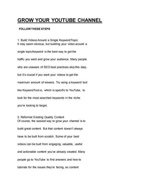 GROW YOUTUBE CHANNEL FAST | PDF