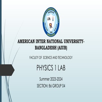 Aiub physics 1 lab Experiment no 5 group 4 | PPTX