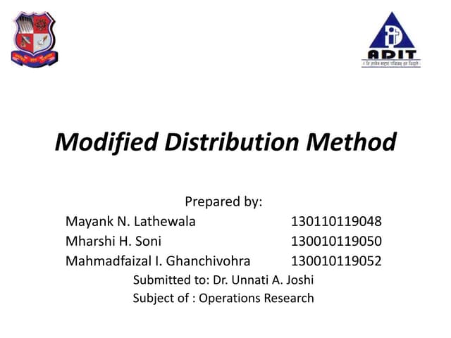 Optimal Solution by MODI Method | PDF