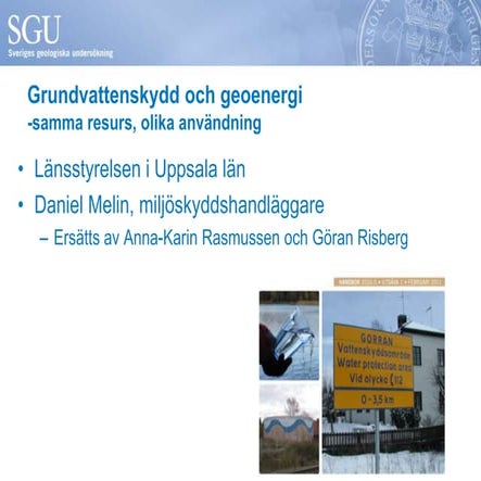 Grundvattenskydd och geoenergi, Anna-Karin Rasmussen, Länsstyrelsen ...