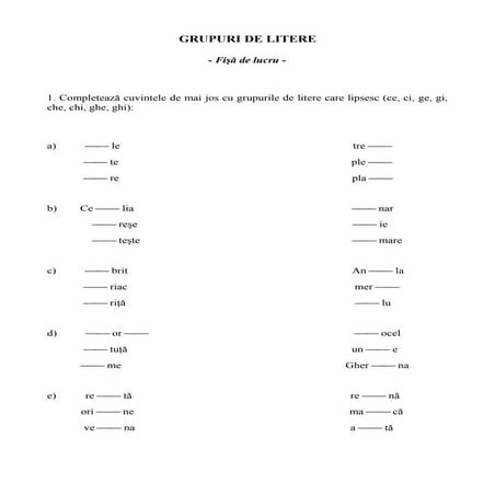 Grupuri de litere_fisa_de_lucru_lb.romana_cls.i | DOC