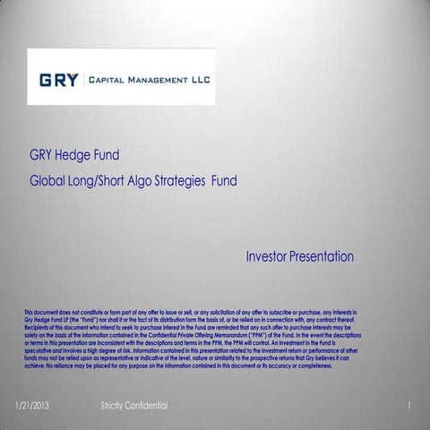 Gry Algo Strategies Hedge Fund | PPTX | Stocks and Bonds | Personal ...
