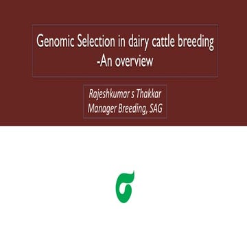 Genomic Selection in dairy cattle breeding -An overview | PDF