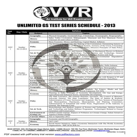 Gs test series Schedule | PDF | Geography | Science