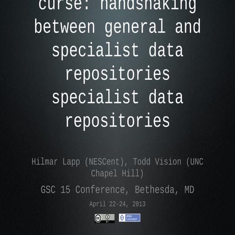 The blessing and the curse: handshaking between general and specialist data repositories | PDF ...