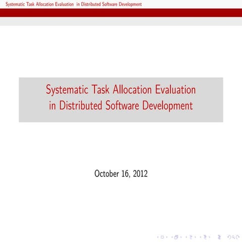 Gsd Systematic Task Allocation Evaluation In Distributed Software Development Pdf Computer
