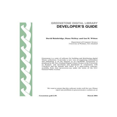 GREENSTONE DIGITAL LIBRARY DEVELOPER’S GUIDE | PDF