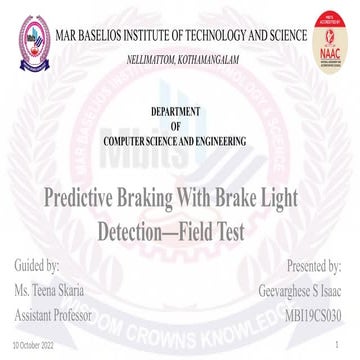 Predictive Braking With Brake Light Detection - PPT | PPT