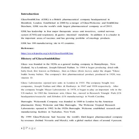 Assignment report on GSK Southeast University | DOCX