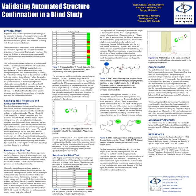 Validating Automated Structure Confirmation Using Nmr Prediction In A