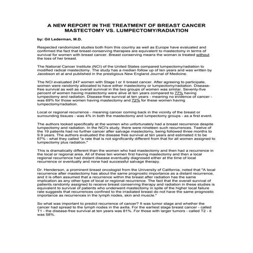 Report for treatment of breast cancer mastect | PDF