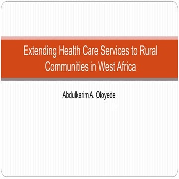 Extending Health Care Services to Rural Communities in West Africa | PPT