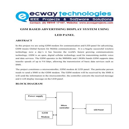 Gsm based advertising display system using led | DOC