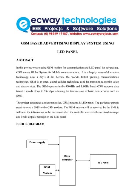 Gsm based advertising display system using led panel | DOC