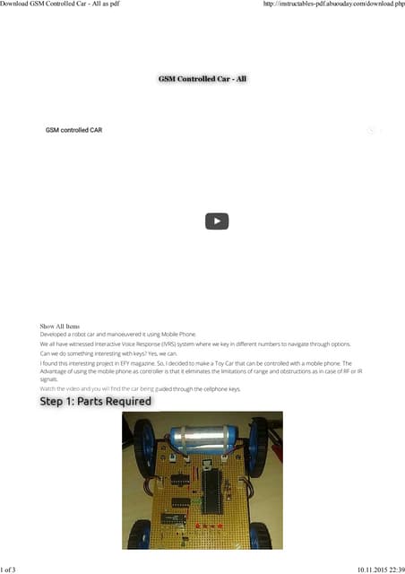 Cell Phone Controlled Robotic Vehicle | PPT