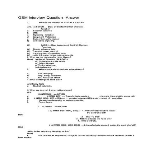 Gsm interview question answer | PDF