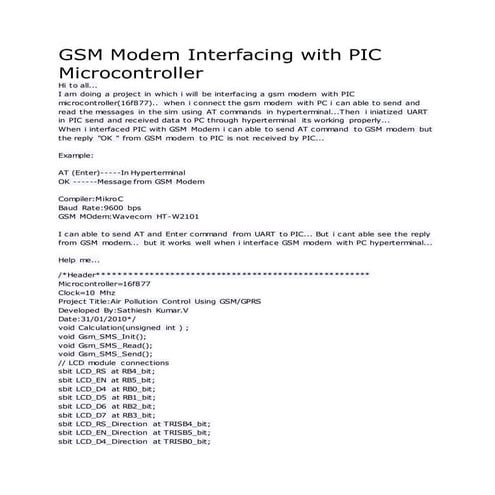 Gsm modem interfacing with pic microcontroller | DOCX | Computing ...