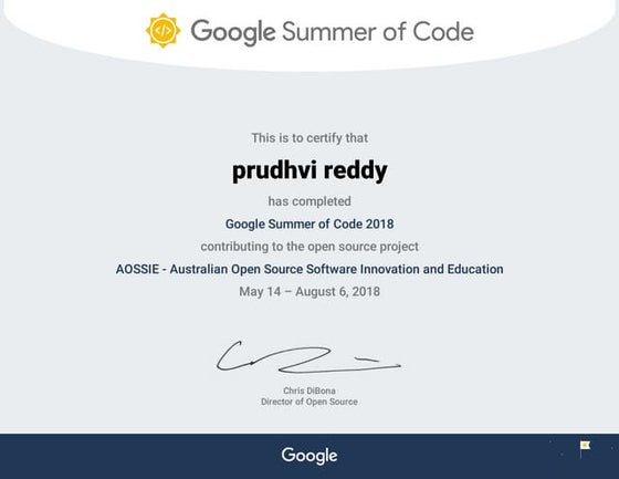 Gci 2018 Certificate For Prudhvi Reddy Ppt