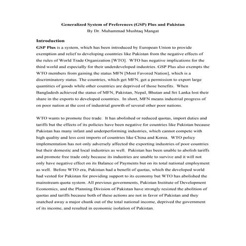 GSP plus [generalized scheme of preferences plus] | PDF
