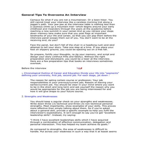 General tips to overcome an interview | PDF