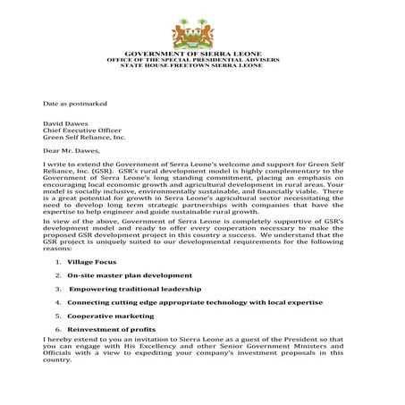 GSR - Sierra Leone Letter of Invitation | PDF