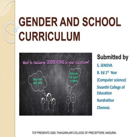 GENDER AND SCHOOL CURRICULUM | PPTX