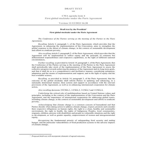 COP28 Global StockTake Text- Draft version 2 | PDF | Environmental Services Industry | Industries