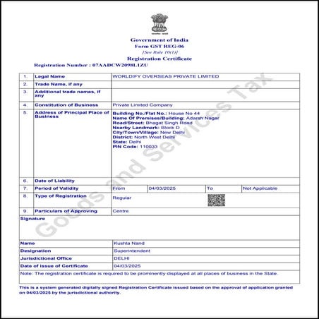 GST Certificate ment to authenticate the company | PDF